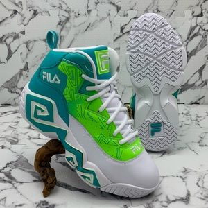 Fila | Shoes | Mens Fila Mb White Lime Green Teal Midtop Sneakers ...